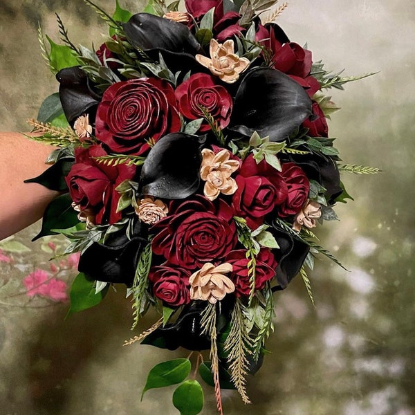 Red Black Bouquet - Etsy