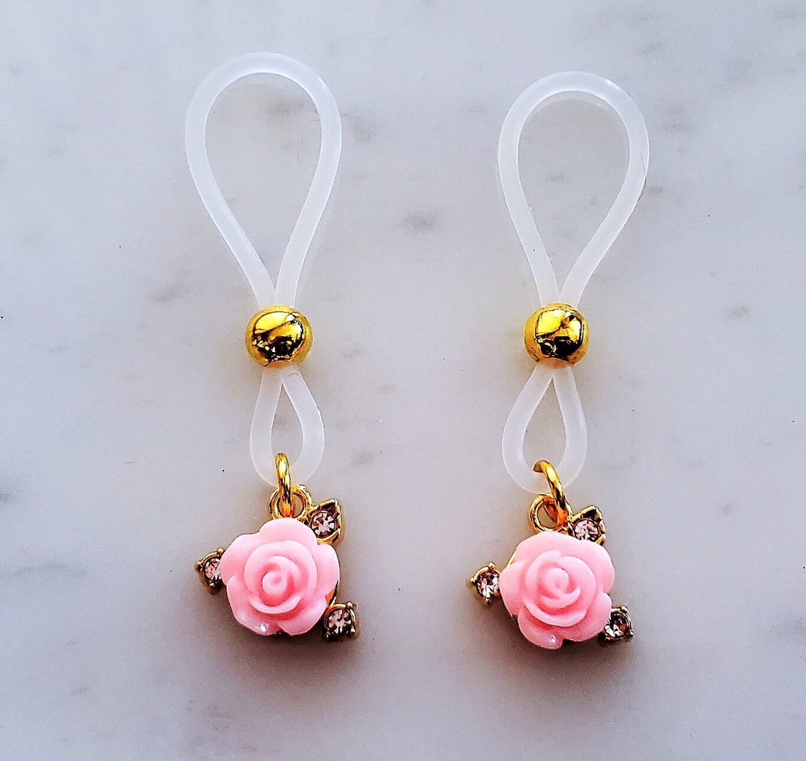 Pink Rose Nipple Noose, Fake Nipple Rings Nipple Jewelry - Etsy