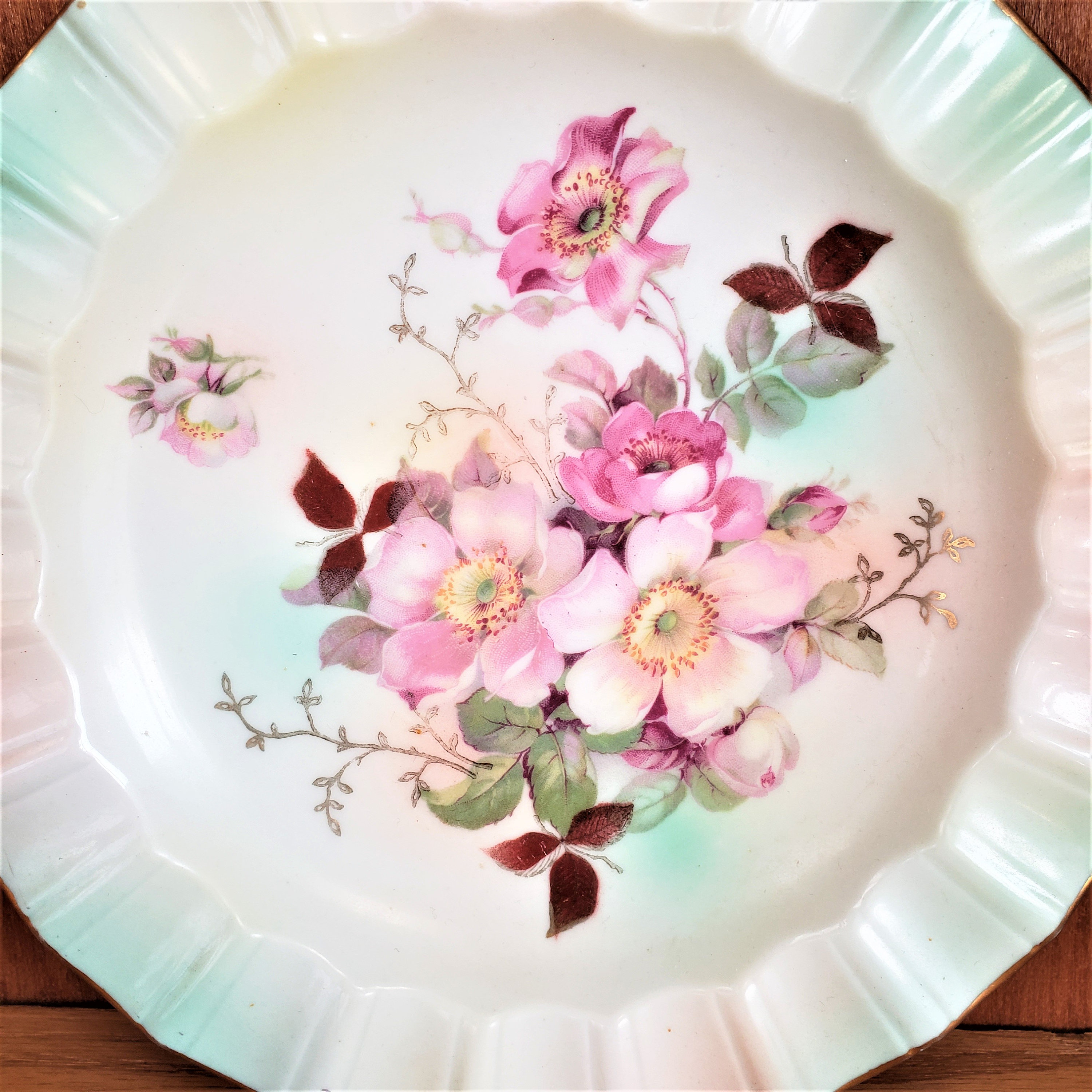 Schumann Arzberg Germany Hand Painted Plate Floral 14k Gold Trim ...