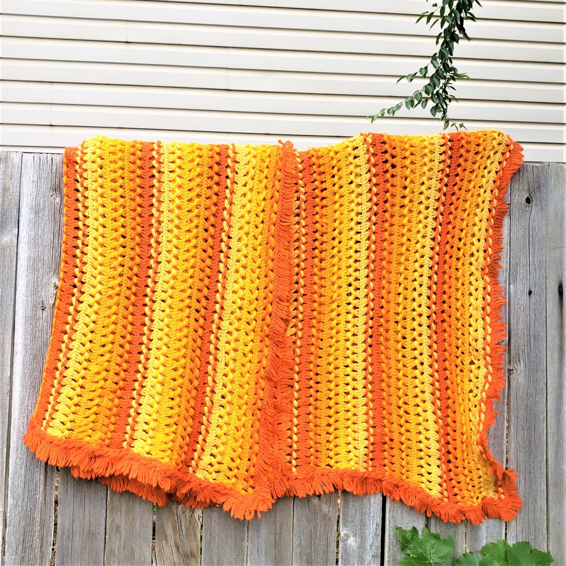 Vintage Hand Crocheted Afghan Multicolor Desert Sunset BOHO - Etsy