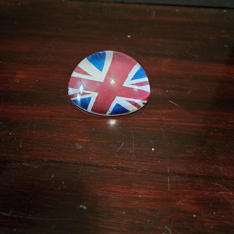 Glass Union Jack Paperweight Dome British United Kingdom Flag Approx 3. ...