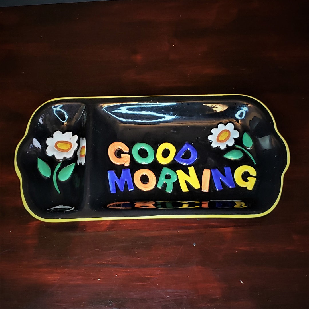 Vintage Treasure Craft "good Morning" Divided Breakfast Tray - Etsy