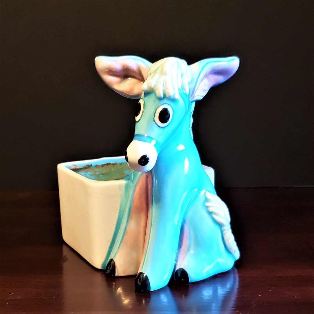 Vintage Ceramic Donkey Planter: Colorful Boho Succulent Pot - Etsy