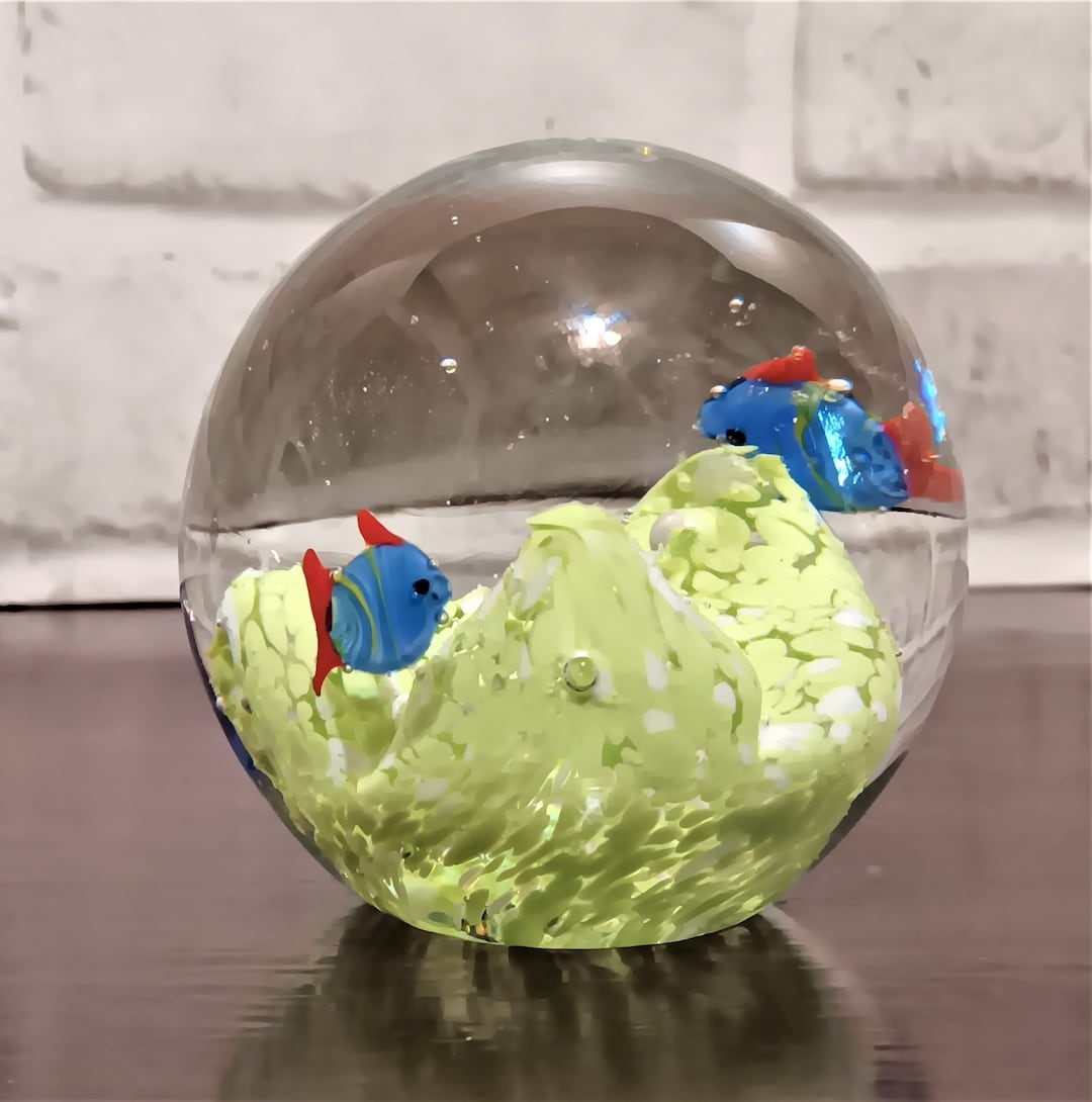 Paperweight Crystal Fish in the Ocean Maritime Seaside Handblown Glass ...