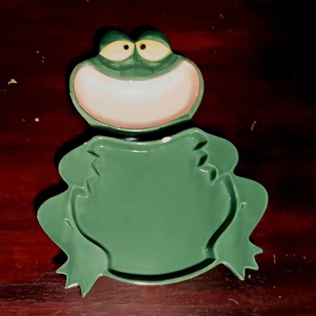 Frog Appetizer Platters Hand Painted Glazed Dip Serving Dish Chip Bar ...
