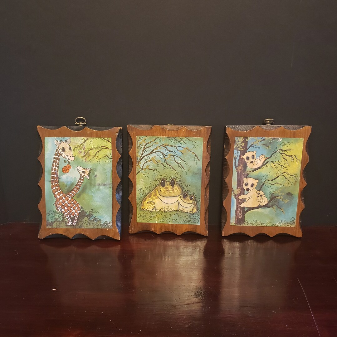 K.. Trower Artist Big Eyed Animal Prints Anthropomorphic Frogs Giraffes ...