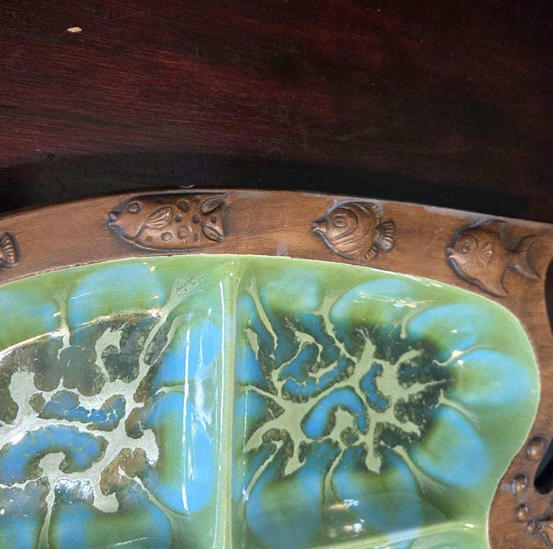 Vtg 1970 Treasure Craft Fish Shape Vegetable / Seafood Serving Tray ...