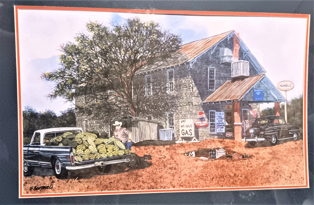 George Boutwell 'watermelon' Americana Art Print Mat and Frame 15 ...