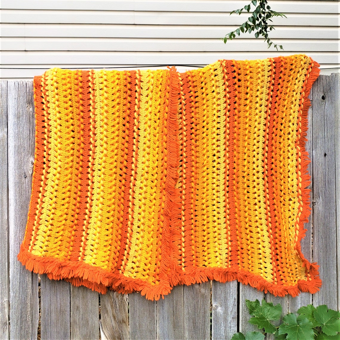 Vintage Hand Crocheted Afghan: Multicolor Desert Sunset Boho Throw (80 ...