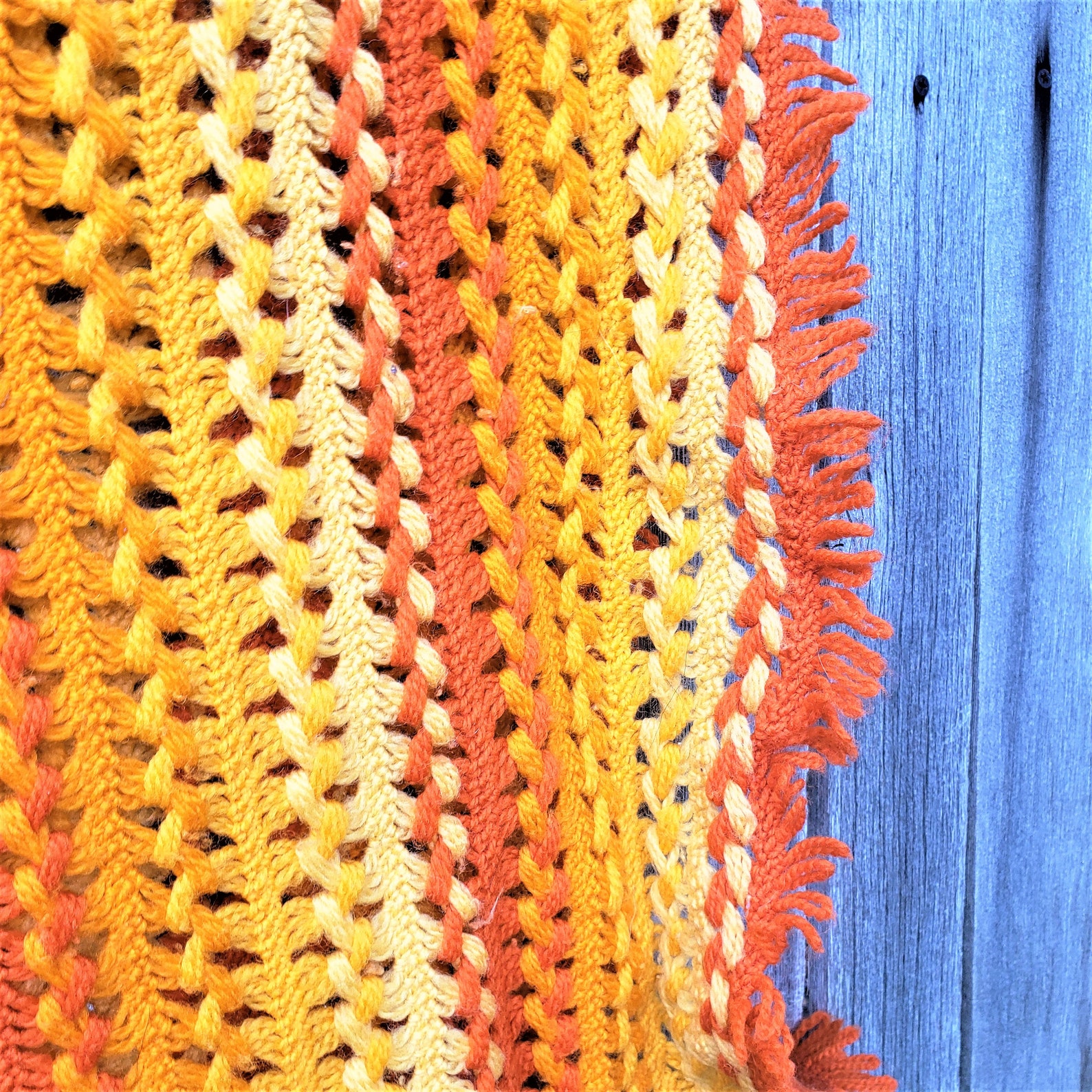Vintage Hand Crocheted Afghan: Multicolor Desert Sunset Boho Throw (80 ...