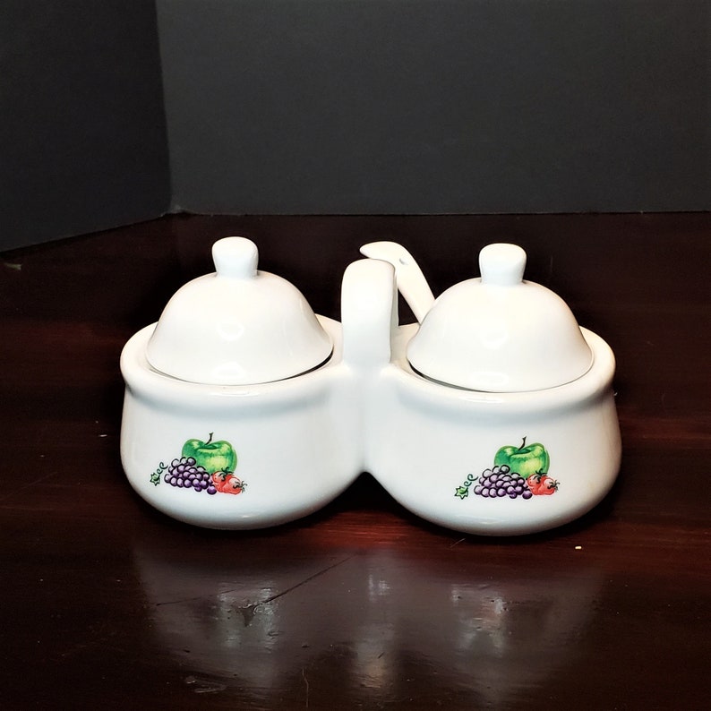 Double Jam/sugar Caddy Server and Spoon Houston Harvest Gift - Etsy