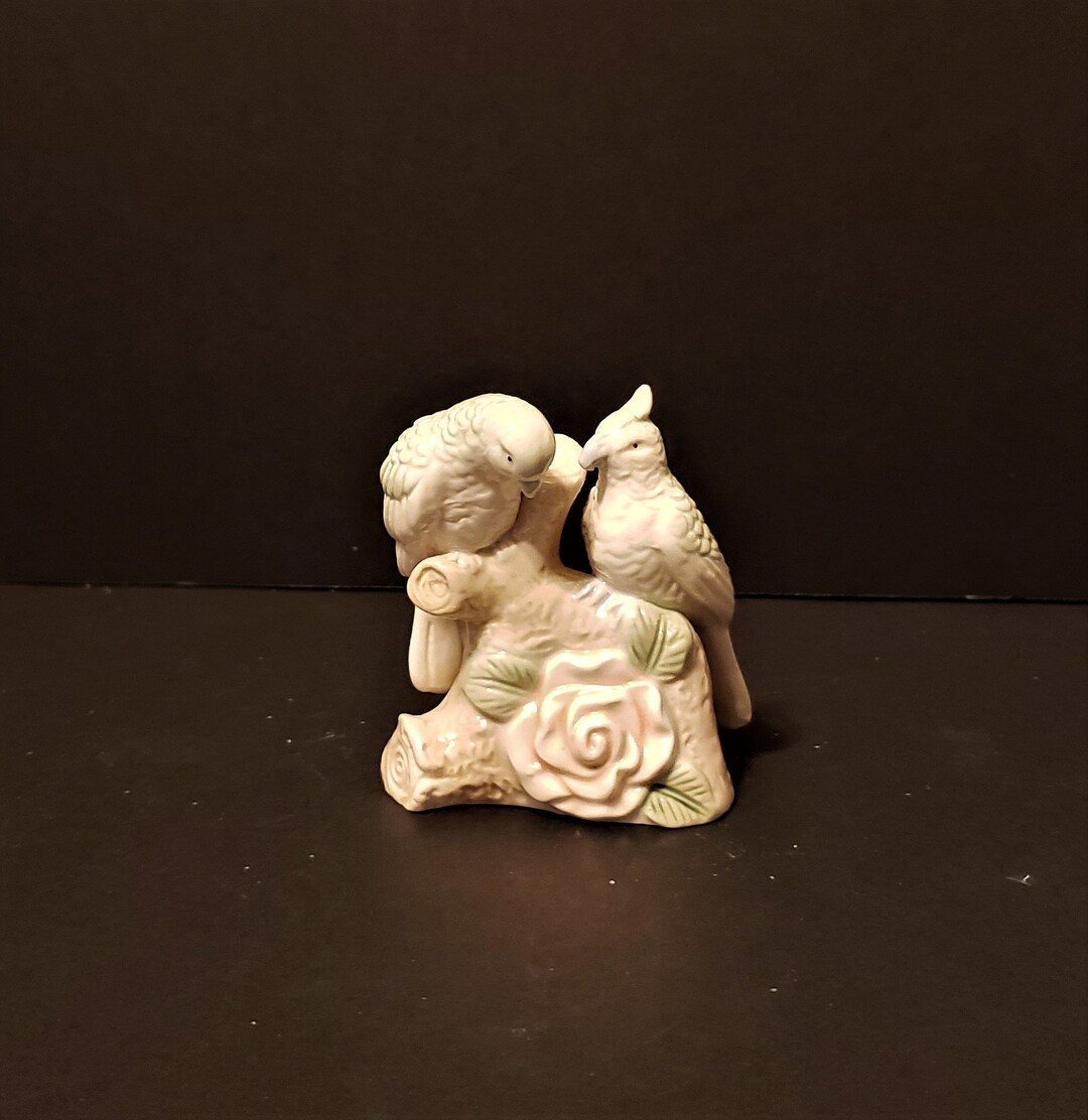 Porcelain Bird Figurine Two Birds, Flowers Statue - Etsy