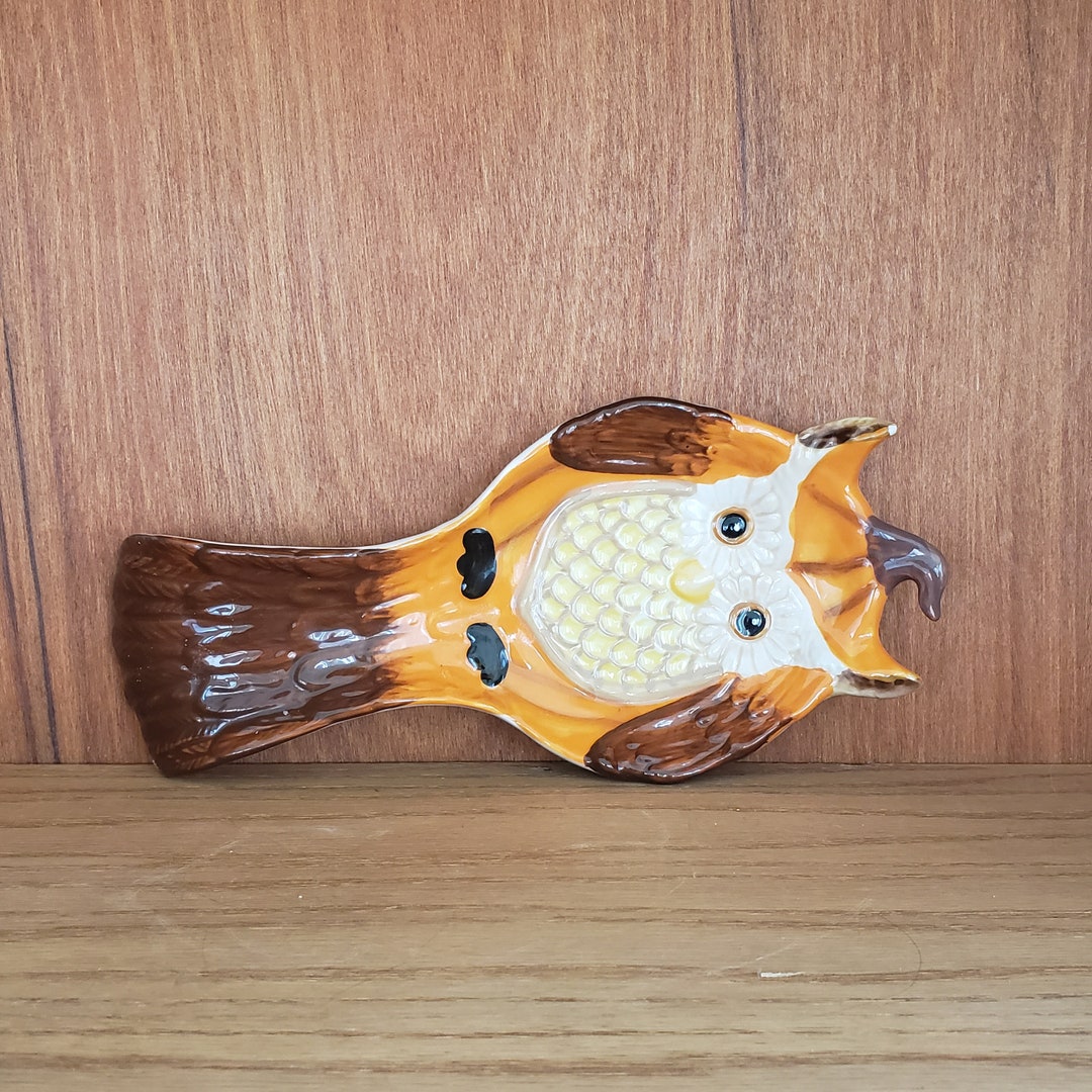 Owl Spoon Rest Cracker Barrel Country Store Fall Color Stoneware ...