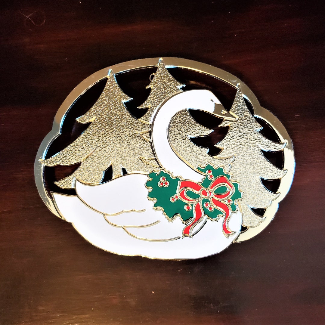 Wm. A Rogers Silverplate Swan Trivet/hot Plate, Christmas, Original Box ...