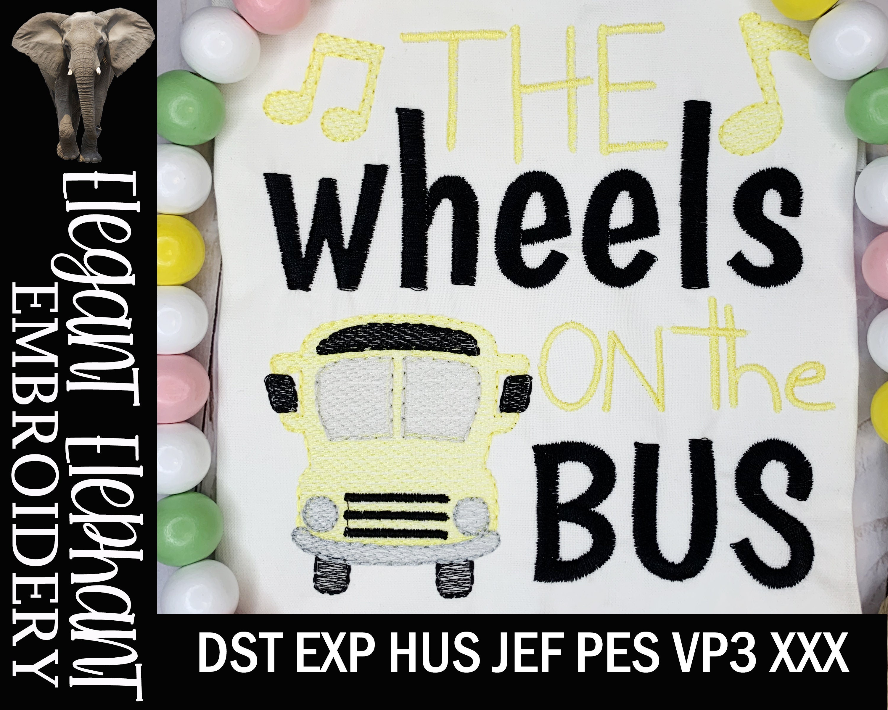 The Wheels on the Bus Nursery Rhyme Embroidery Design / 5 Sizes ...