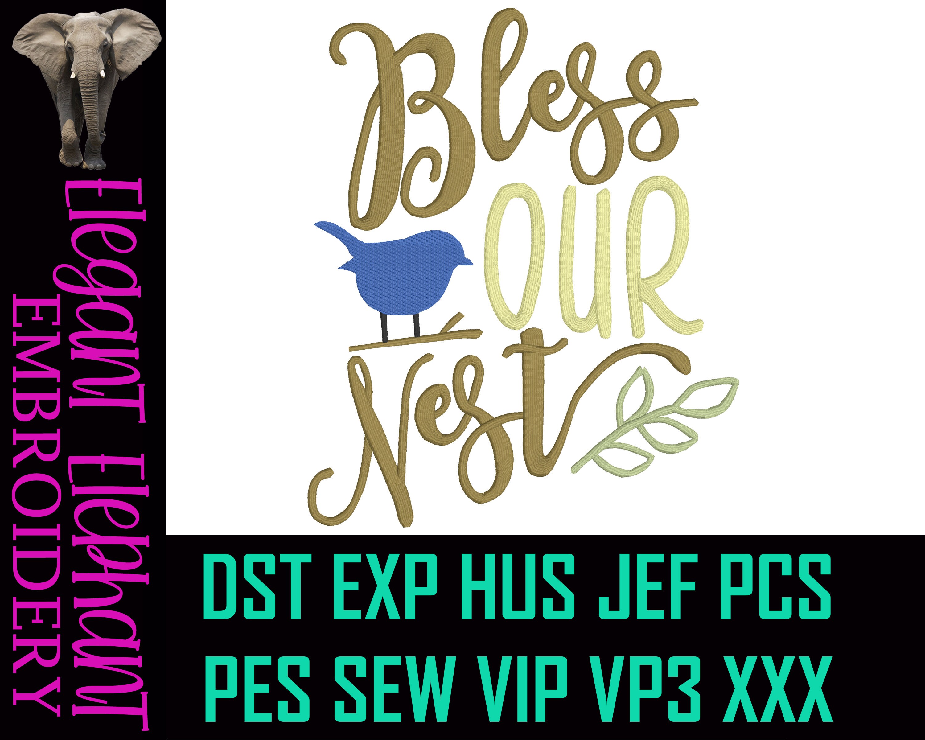 Bless Our Nest Embroidery Design / Bless Our Nest Bird Embroidery ...