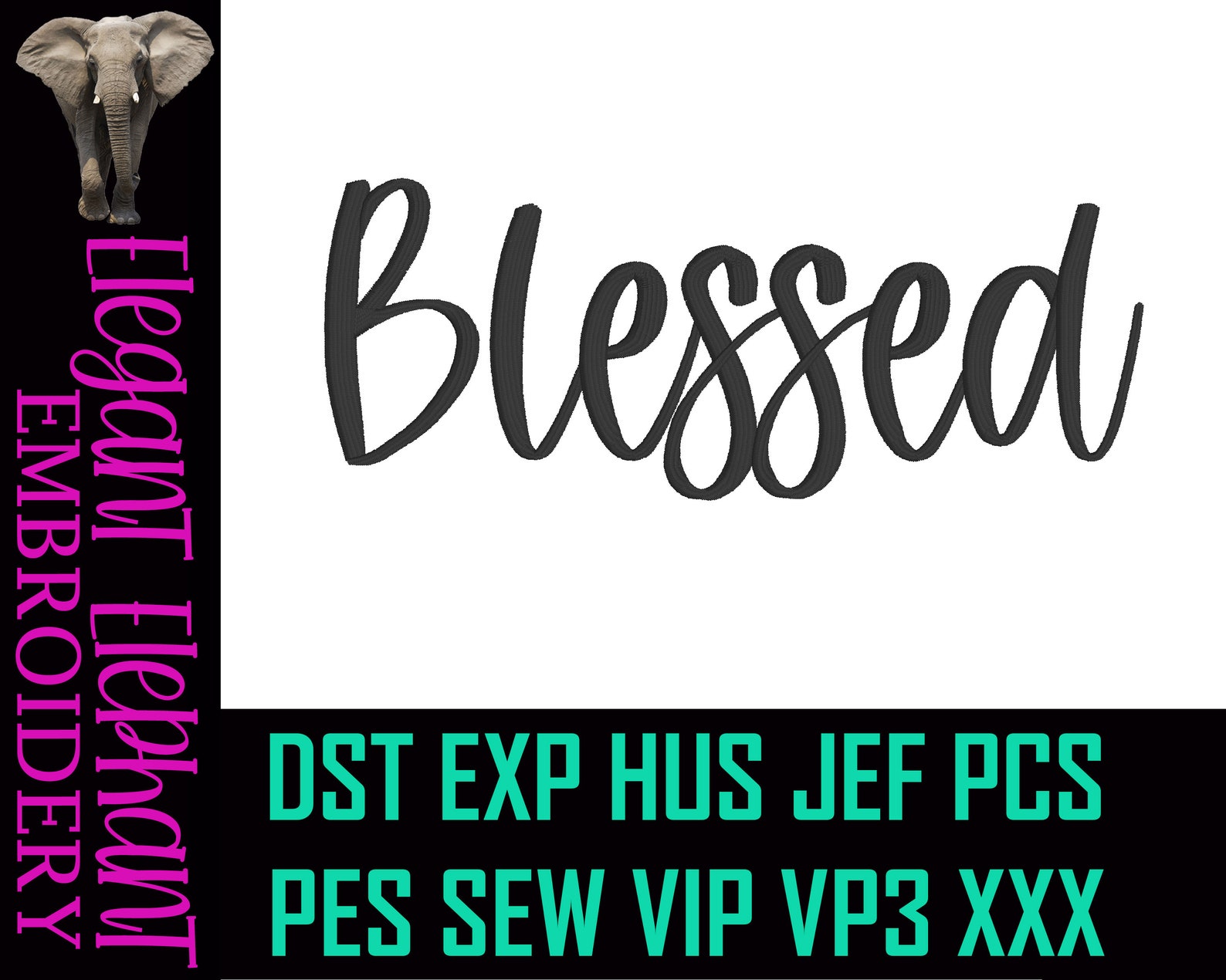 Blessed Word Art Embroidery Design / Blessed Embroidery / Blessed ...