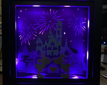 Mickey and Minnie Castle 3D Light Box SVG | Etsy