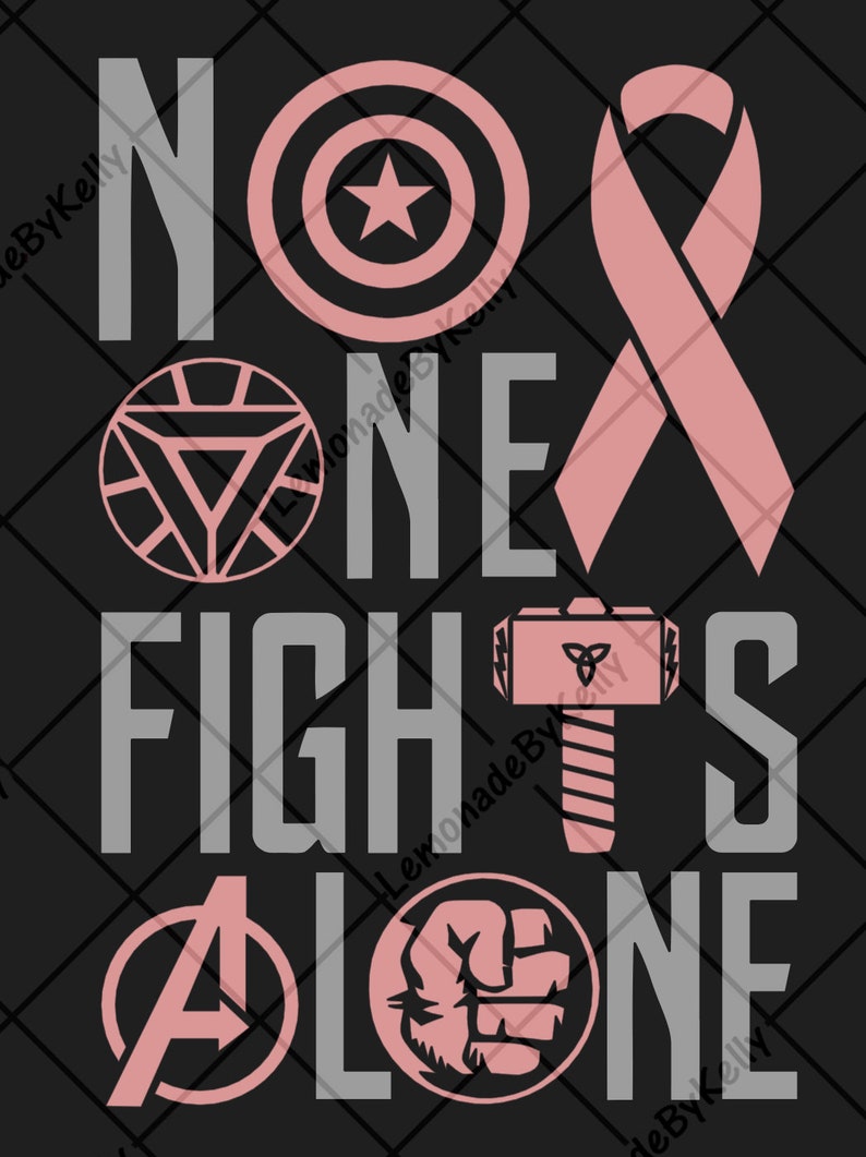 Marvel Avengers No One Fights Alone Cancer Ribbon SVG - Etsy