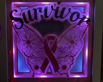Cancer Survivor 3D Shadow Box SVG - Etsy