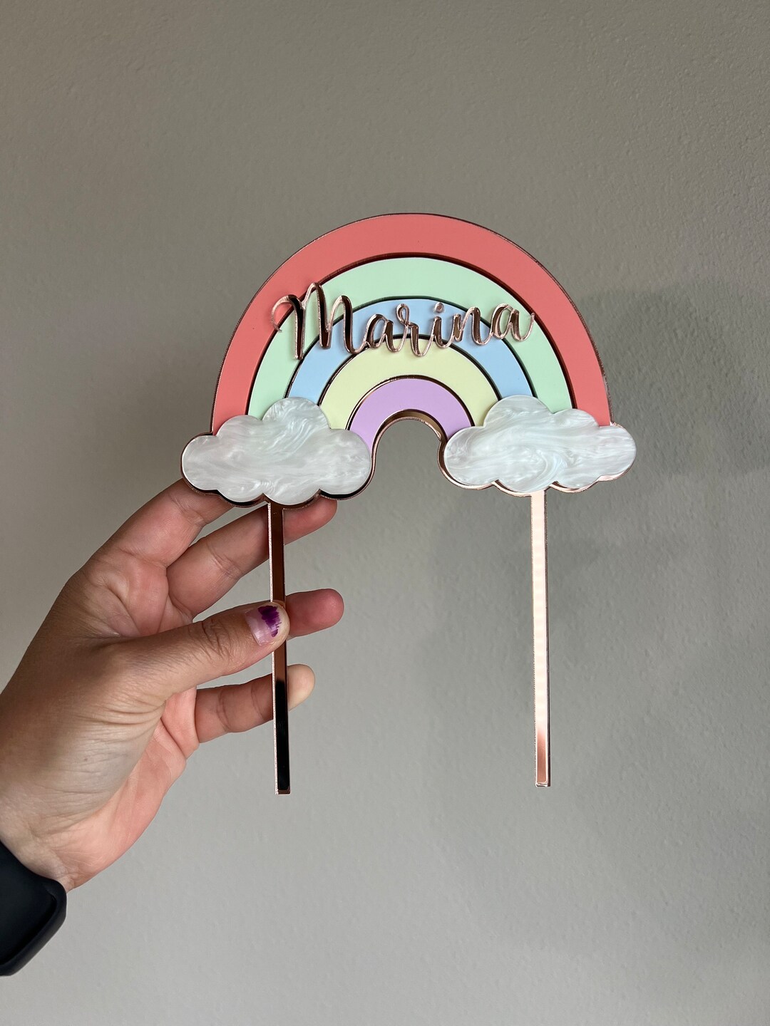 Rainbow Cake Topper - Etsy
