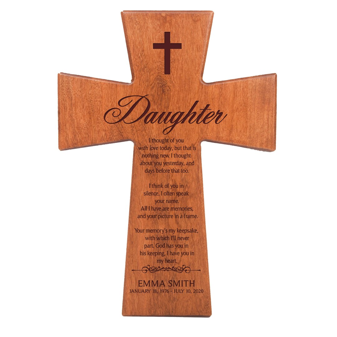 Memorial Cross Loss of Daughter Funeral Favors Christian Gifts Wall ...
