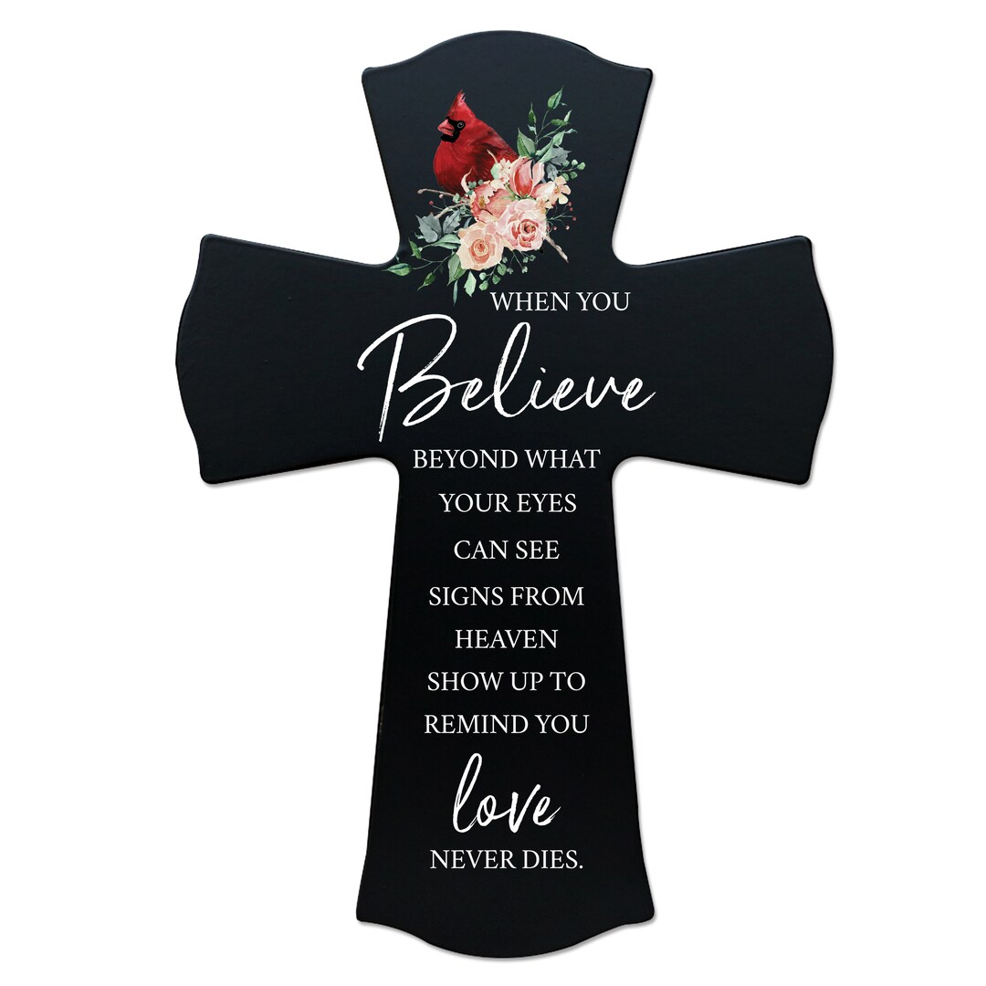 Cardinal Memorial Wall Cross | Loss of Mother | Wood Wall Cross Gift ...