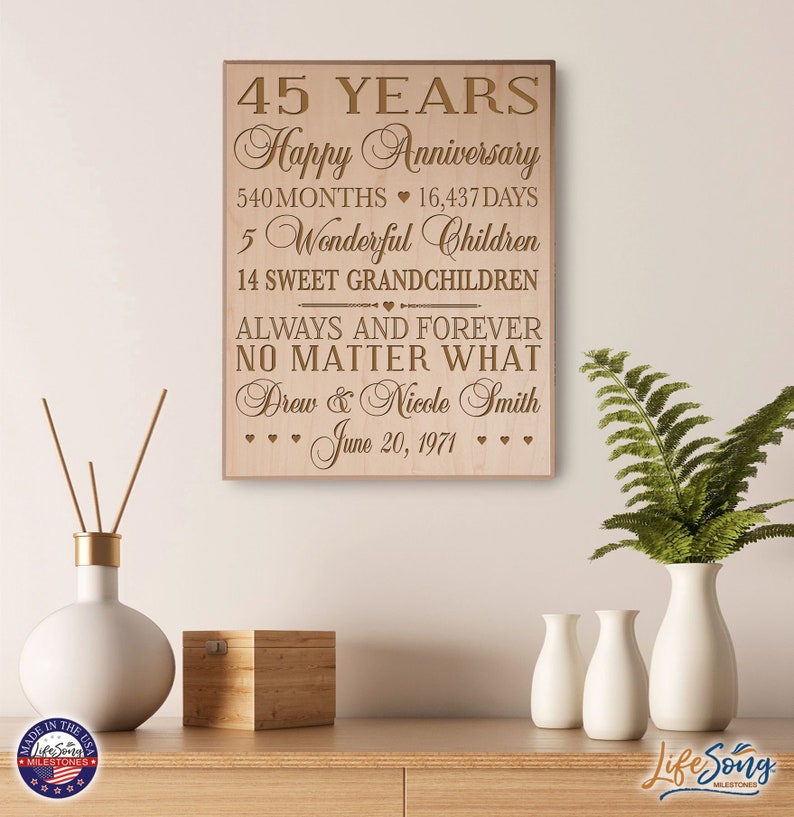 45th-anniversary-gift-45th-wedding-anniversary-plaque-gift-etsy