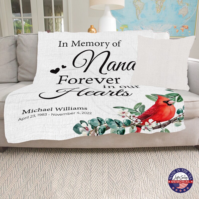 Personalized Cardinal Memorial Blanket | Keepsake Blanket | Cardinal ...