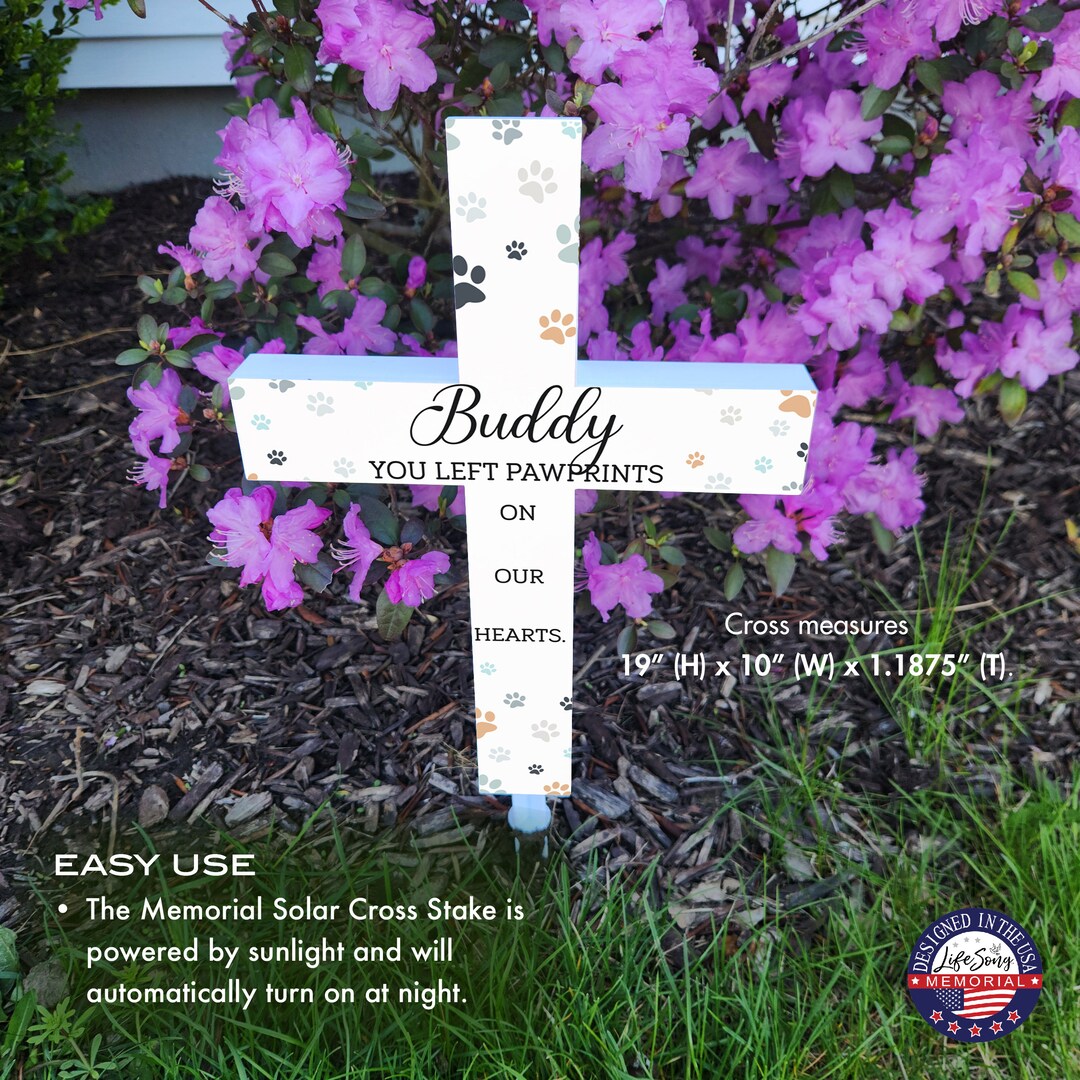 Pet Memorial Solar Cross Personalized Dog Memorial Solar Grave Marker ...
