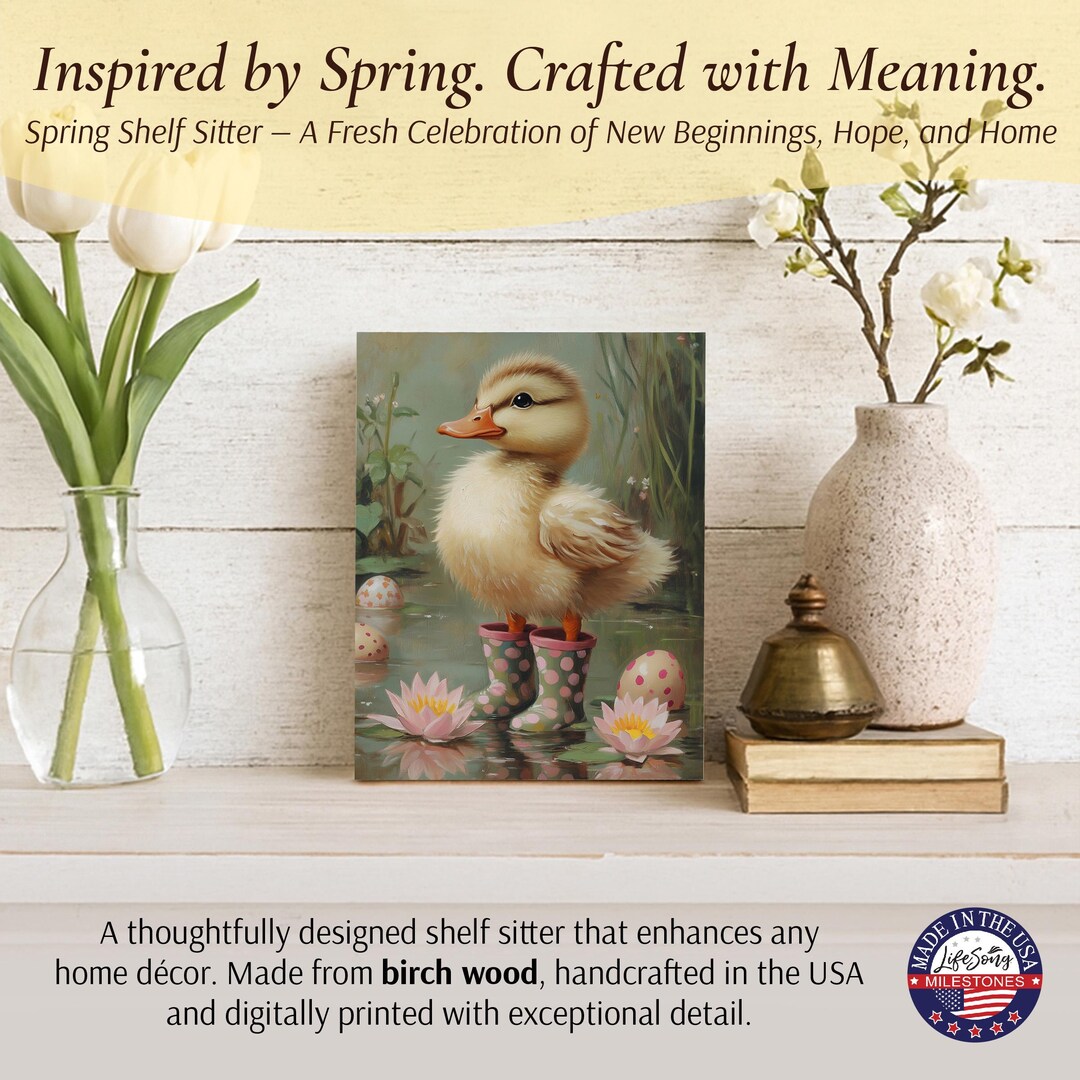 Spring Baby Duck Shelf Sitter Decor | Handmade Easter Duck Figurine ...