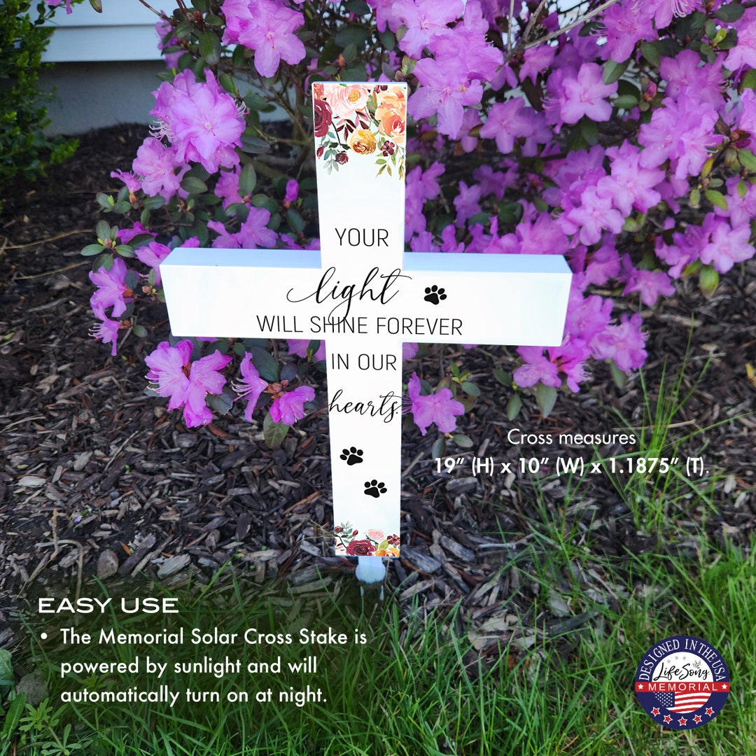 Pet Memorial Solar Cross Dog Memorial Solar Grave Marker Pet Loss Solar ...