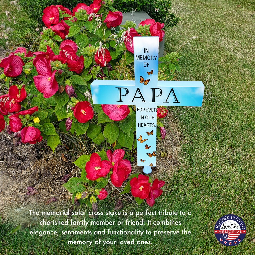 Solar Memorial Garden Stake Solar Cross Memorial Grave Marker Cross in ...