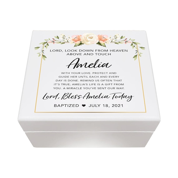 Storage & Organization Baptism Gift Personalized Box Wooden Trinket Box ...