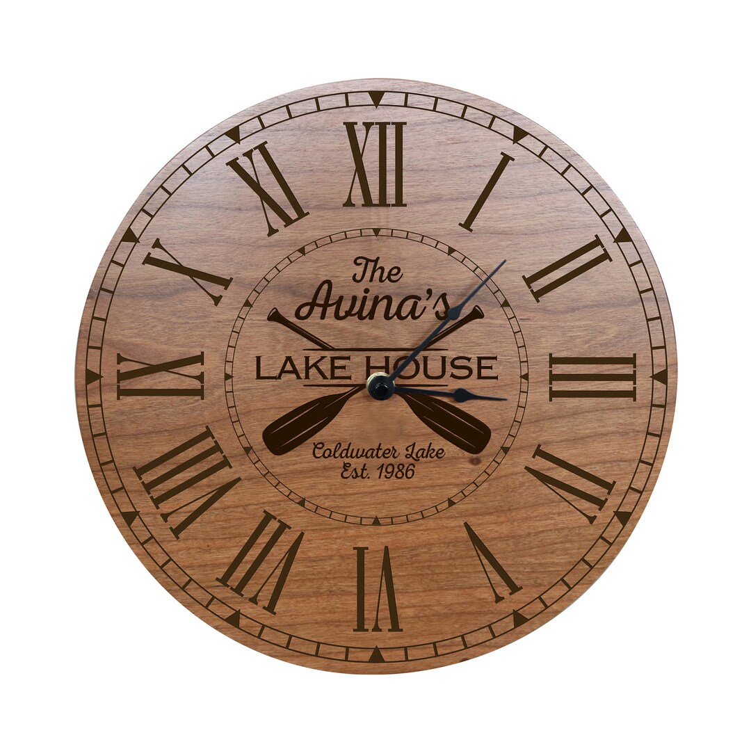 Modern Clock Personalized Clock Lake House Decor Rustic Wall Clock ...