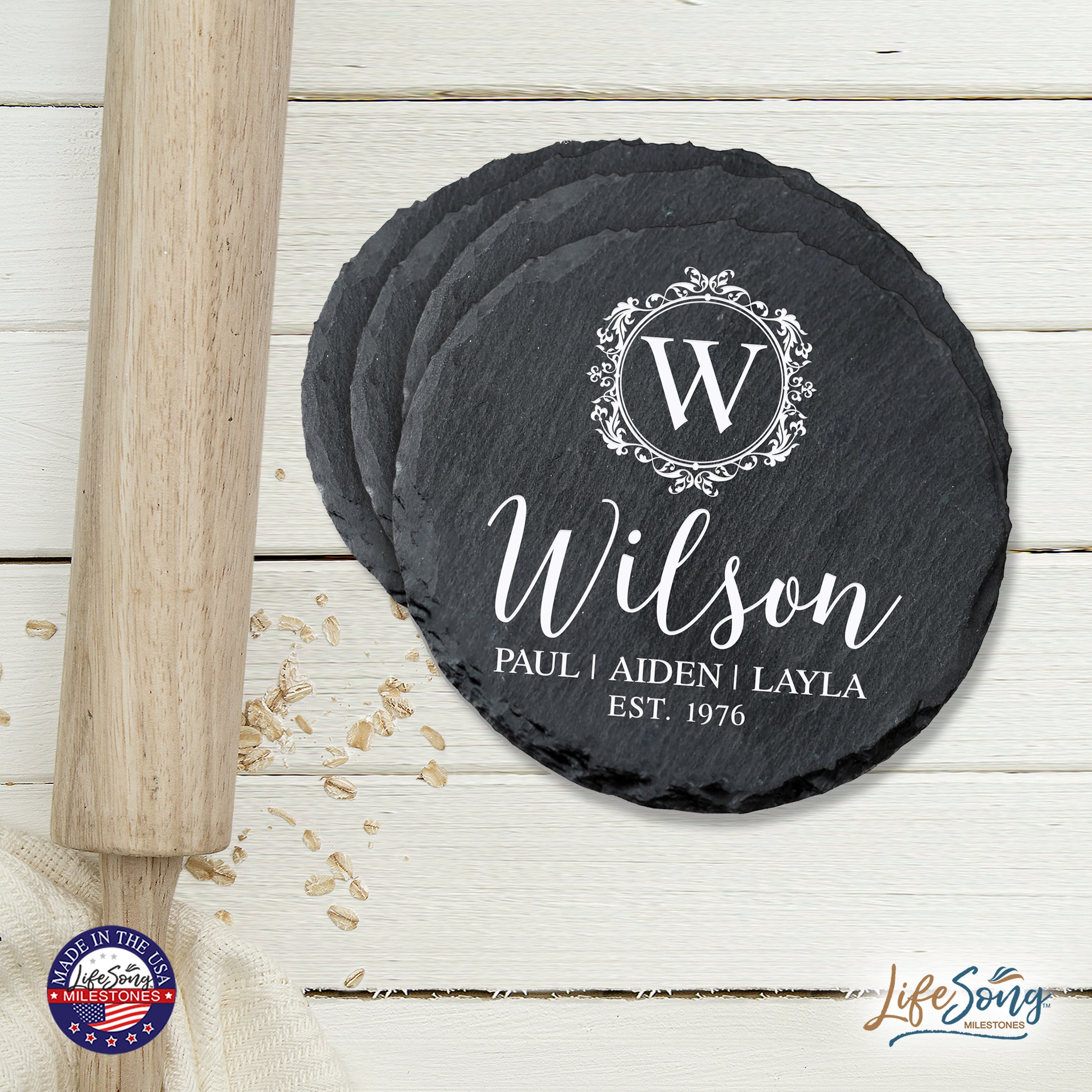 Slate Coasters Monogram Coasters Personalized Coasters Set - Etsy