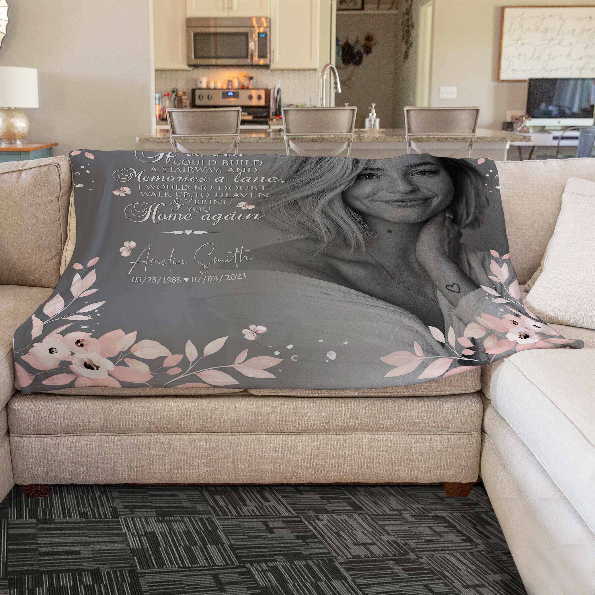 Memorial Photo Blanket | Personalized Memorial Throw Blanket | Memorial ...