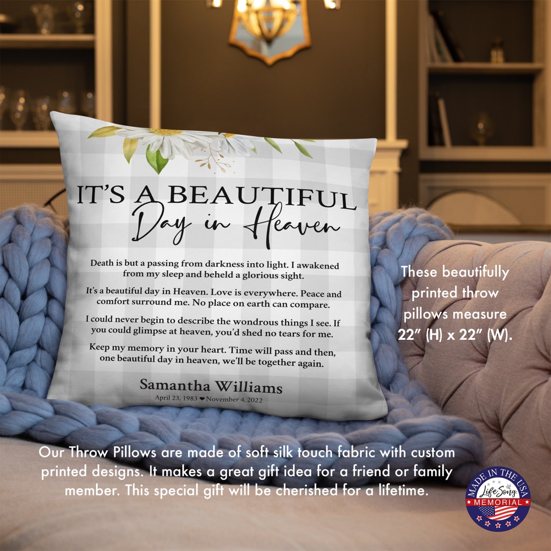 Personalized Memorial Pillow | Beautiful Day in Heaven | Memory Pillow ...
