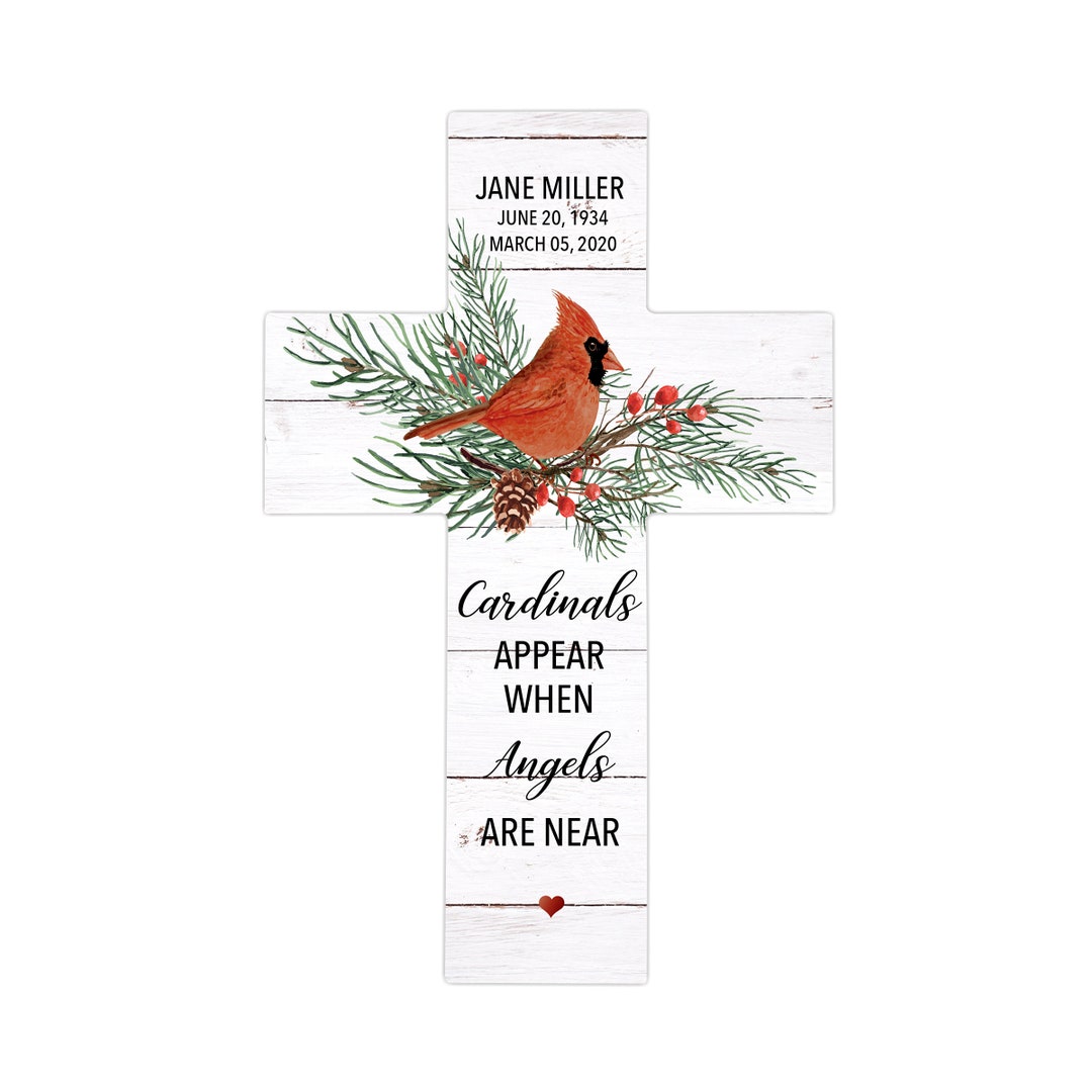 Cardinal Christmas Cross in Loving Memory Remembrance Gift Home Decor ...