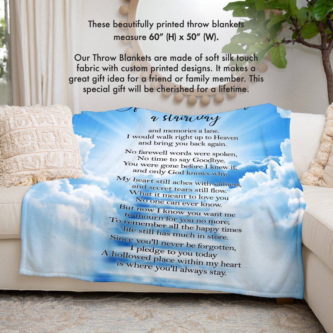 Memorial Throw Blanket | Memorial Gift | Loss of Mother | Tears Could ...