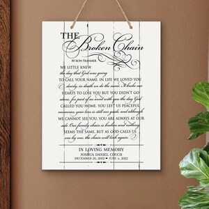 The Broken Chain Memorial Sign | Loss of Mother | Funeral Favors ...