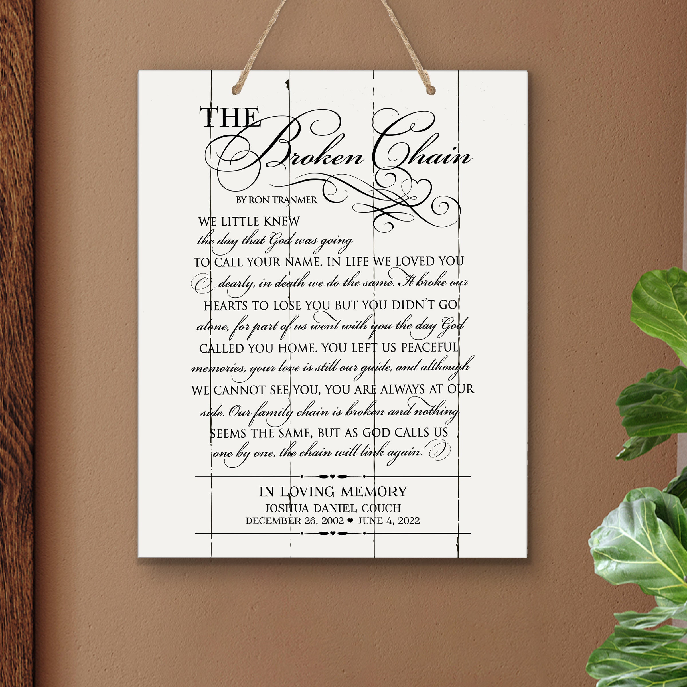 The Broken Chain Memorial Sign | Loss of Mother | Funeral Favors ...