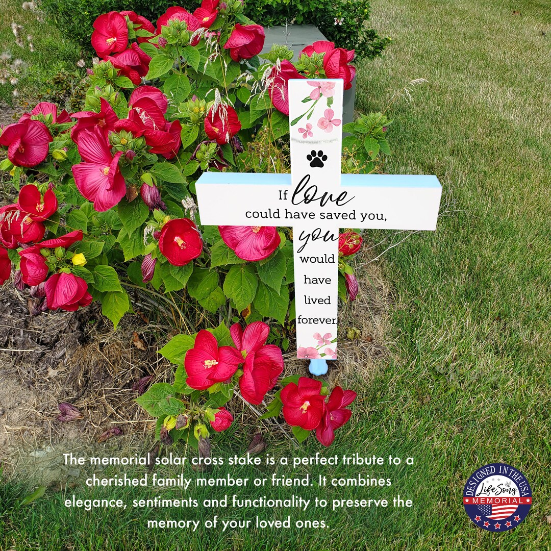 Solar Memorial Garden Stake Solar Cross Memorial Grave Marker Cross in ...