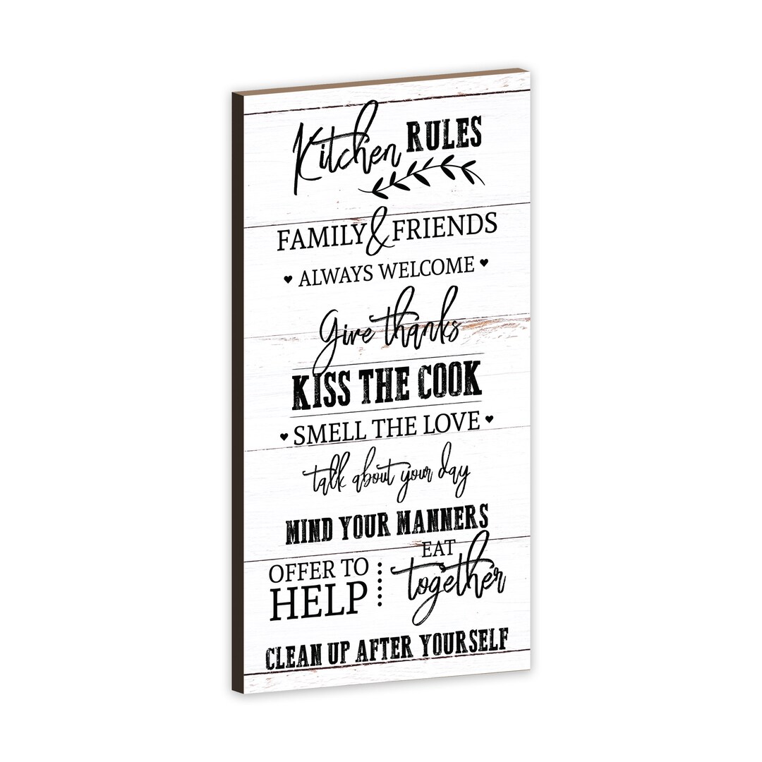 Kitchen Rules Wall Plaque Kitchen Wall Décor Funny Kitchen Sign Wooden ...