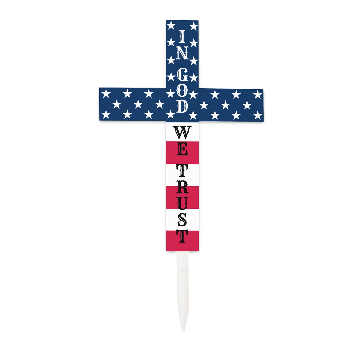 In God We Trust Garden Stake 4th of July Solar Cross Patriotic Grave ...
