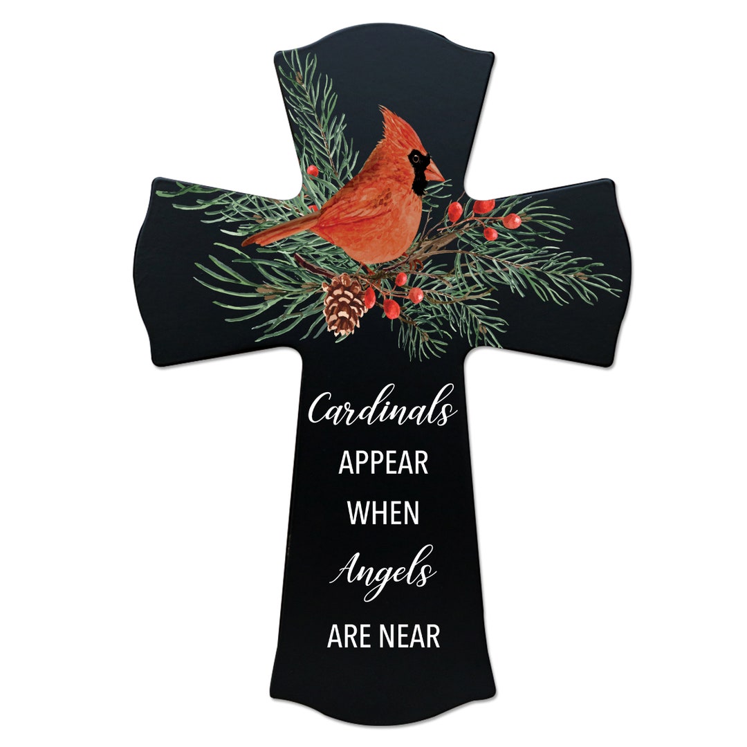 Cardinal Memorial Wall Cross | Loss of Mother | Wood Wall Cross Gift ...