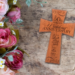50th Wedding Anniversary Gift | Personalized Wooden Cross | Gift for ...
