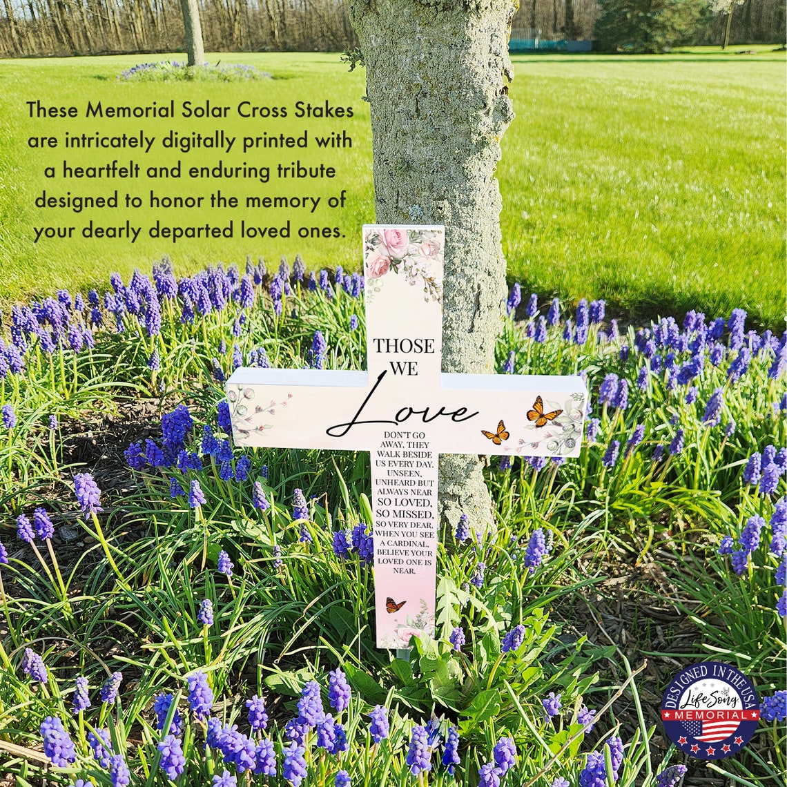 Solar Memorial Garden Stake Solar Cross Memorial Grave Marker Cross in ...