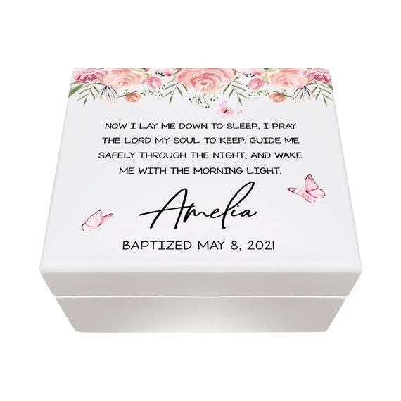 Storage & Organization Baptism Gift Personalized Box Wooden Trinket Box ...
