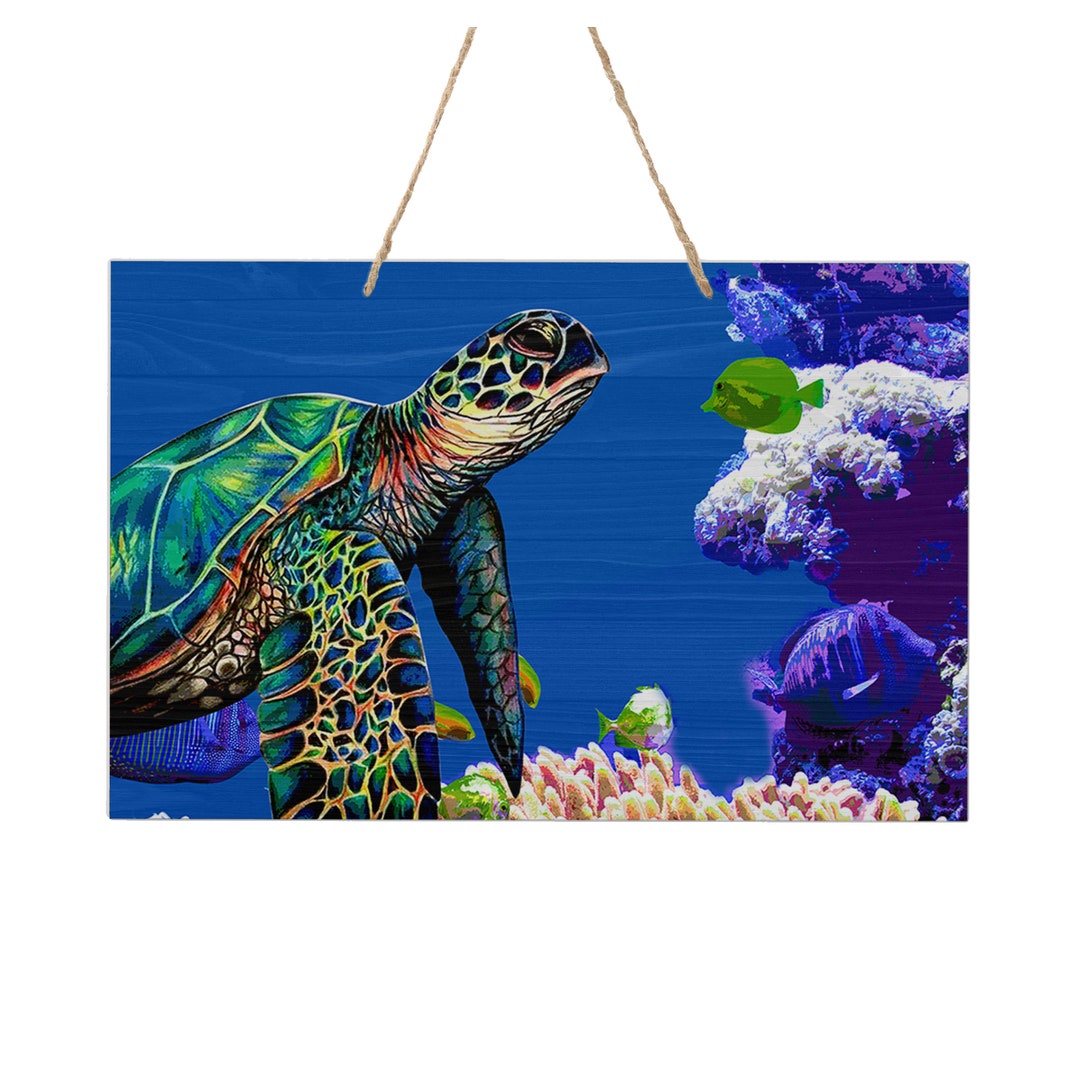 Sea Turtle Sign Sea Turtle Wall Decal Sea Turtle Gift Ocean Wall Art ...